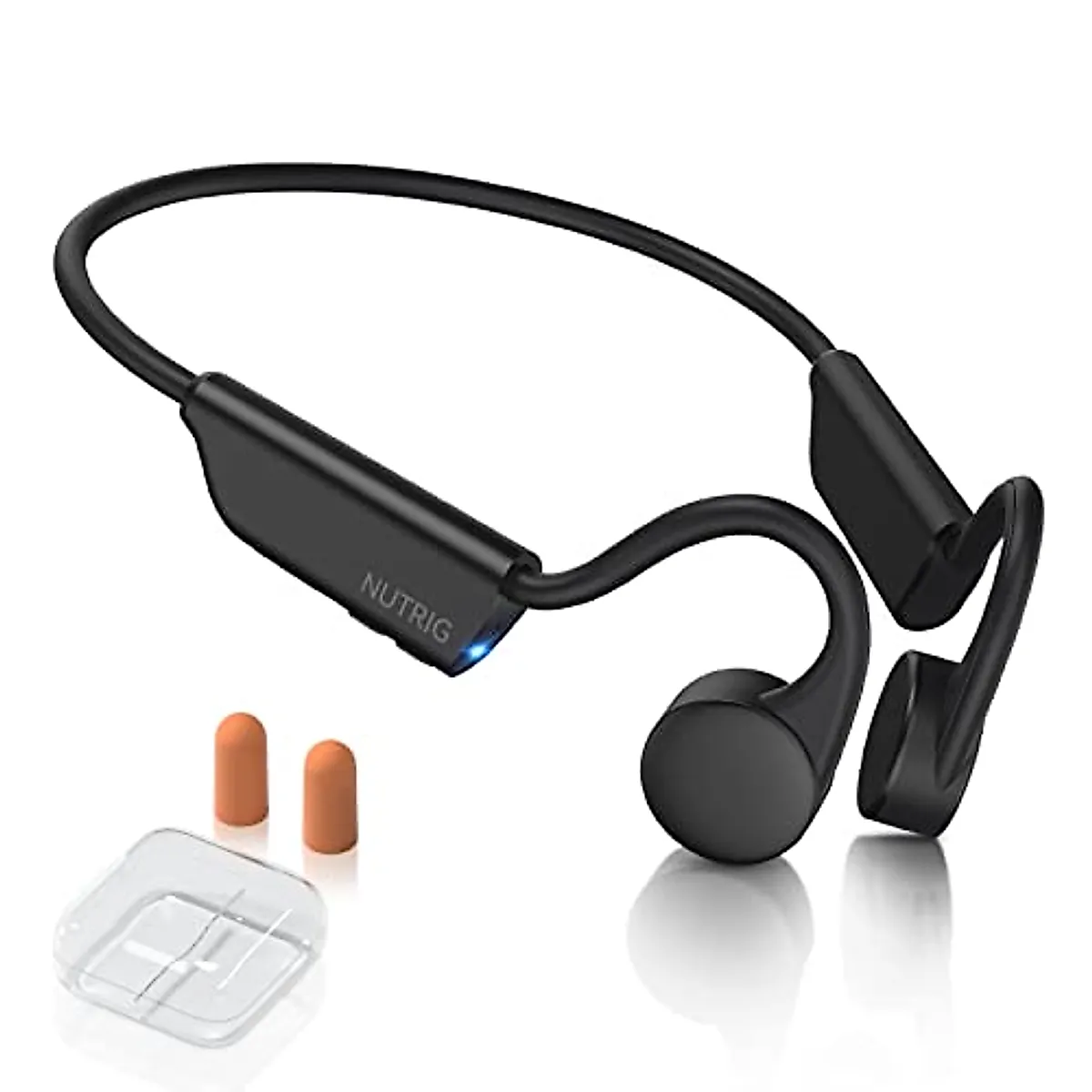 NUTRIG Bone Conduction Headphones, Open Ear Headphones Bluetooth 5.3 Wireless Headset with Mic, Sweat Resistant Earphones for Sports, Driving, Workouts