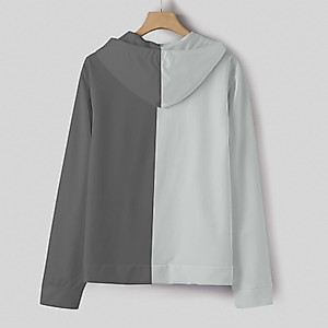 Muscularfit prime early access deals today Oversized Sweatshirts for Men Loose Fit Long Sleeve Color Block Drawstring Pullover Hoodies Crewneck Causal Shirt unisex sweatshirt Dark Gray L