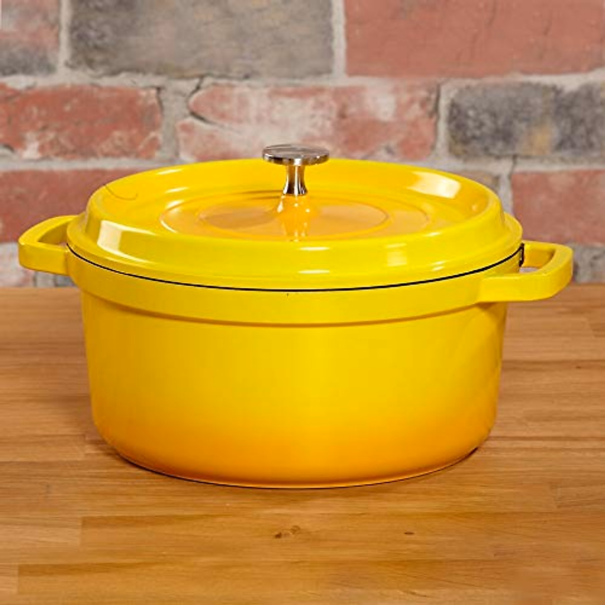 G.E.T. CA-009-Y/BK Heiss Energy-Efficient Cast Aluminum Dutch Oven, 3.5 Quart, Oval, Yellow