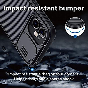 imluckies Compatible for iPhone 12/12 Pro Case with Camera Cover, Hard PC Back & Soft Bumper, Protective & Slim Fit, Camera Protection Case for iPhone 12&12 Pro 6.1" 2020-Black