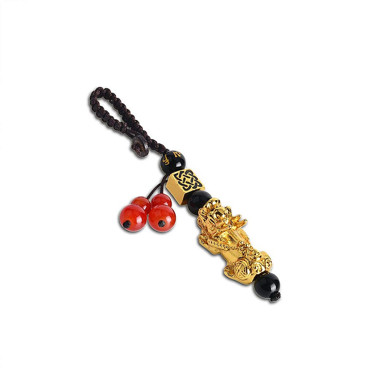 BEAUTEVER Feng Shui Fortune Blessing Wealth Bracelet Pixiu Pi Yao Black Beads Obsidian Pendant Keychain for Father Husband
