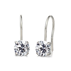 Limerencia Hypoallergenic Pure Titanium Cubic Zirconia Dangle Hoop Earrings,Lightweight Drop Earrings Round bright zirconia size 8 mm (5/16inch) for Sensitive Ears Women (6 mm, Silver)