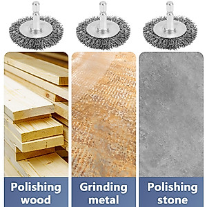 WUBOECE 10PCS Wire Wheel Brush for Drill, High Carbon Steel Wire Wheel Drill Brush Wheel Brush, Metal Wheel Brush for Drill with 1/4" Hex Shank, Skilled in Handling Metal & Nonmetal Surfaces