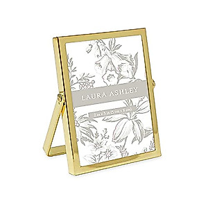 Laura Ashley 2x3 Gold Flat Metal Picture Frame (Vertical) with Pull-Out Easel Stand, Made for Tabletop, Counterspace, Shelf and Desk (2x3, Gold)