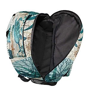 Vdsrup Vintage Turtle Backpack for Girls Kids Boys Ocean Sea Starfish World Map School Book Bag Waterproof Student Laptop Backpacks College Carrying Bags Casual Durable Lightweight