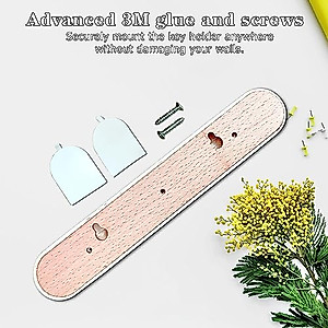 DAUH Magnetic Key Holder, Original Wooden Adhesive Magnetic Key Holder for Wall, Strong Magnet Key Holder Home with 4 Key Rings for Door Entryway Hallway Office