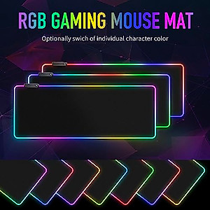 Large RGB Gaming Mouse Pad -15 Light Modes Touch Control Extended Soft Computer Keyboard Mat Non-Slip Rubber Base for Gamer Esports Pros 31.5X11.8