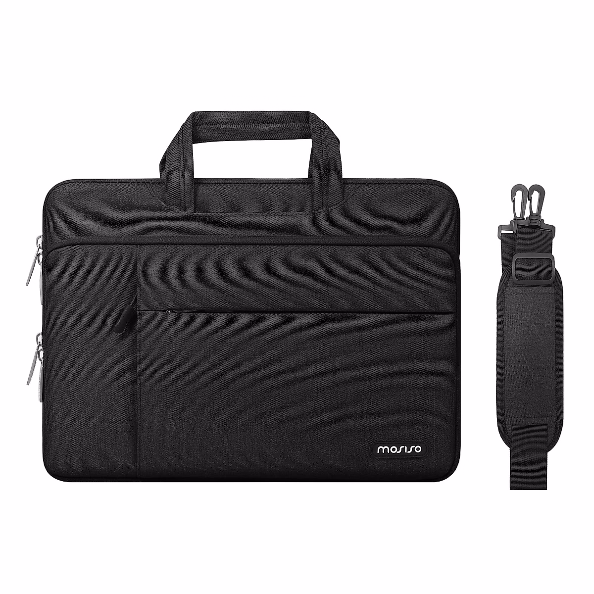 MOSISO Laptop Shoulder Bag Compatible with MacBook Air/Pro,13-13.3 inch Notebook,Compatible with MacBook Pro 14 inch 2023-2021 A2779 M2 A2442 M1 with Vertical & Horizontal & Raised Pockets, Black
