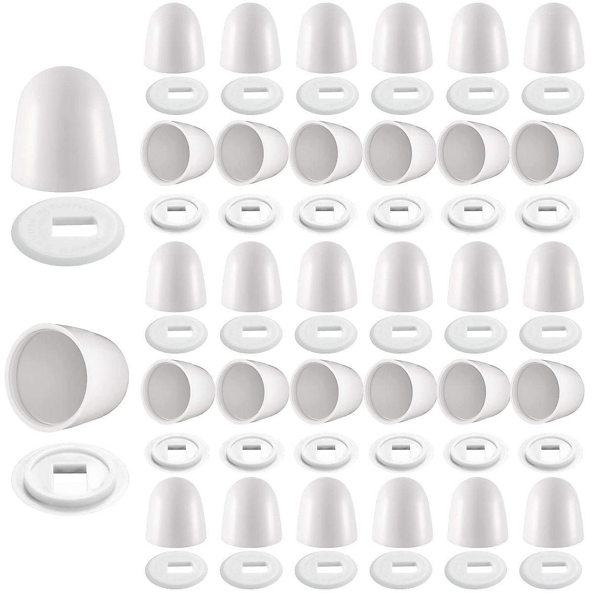 Blulu 32 Pieces Universal Toilet Bolt Caps Plastic Round Push On Toilet Bowl Caps Covers Toilet Seat Floor Caps with Extra Washers for Toilet Bowl Screws, 1.45 Inch Height