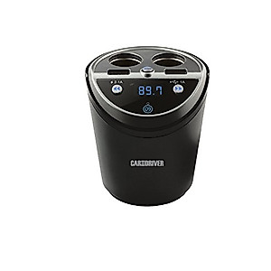 CAR AND DRIVER Bluetooth FM Transmitter Cup Holder for Car with Built-in Dual USB Fast Charging Ports & Dual Cigarette Lighter 12V Power Sockets. Audio Adapter Receiver Wireless. Handsfree Car Kit