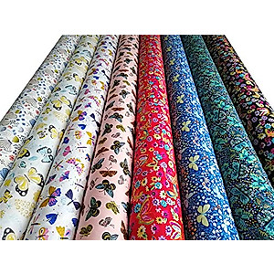 18" x 22" Fat Quarters Quilting Cotton Fabric Bundles for Sewing, 8 PCS Butterfly