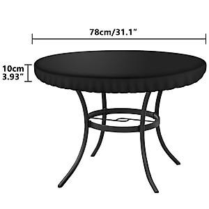 Kovshuiwe Round Outdoor Patio Furniture Covers 30.7" Dia x 4" H Black,Garden Table Cover Round,Garden Furniture Cover Fitted Round Outdoor and Indoor Use, Waterproof Table Cover, 600D Oxford Fabric