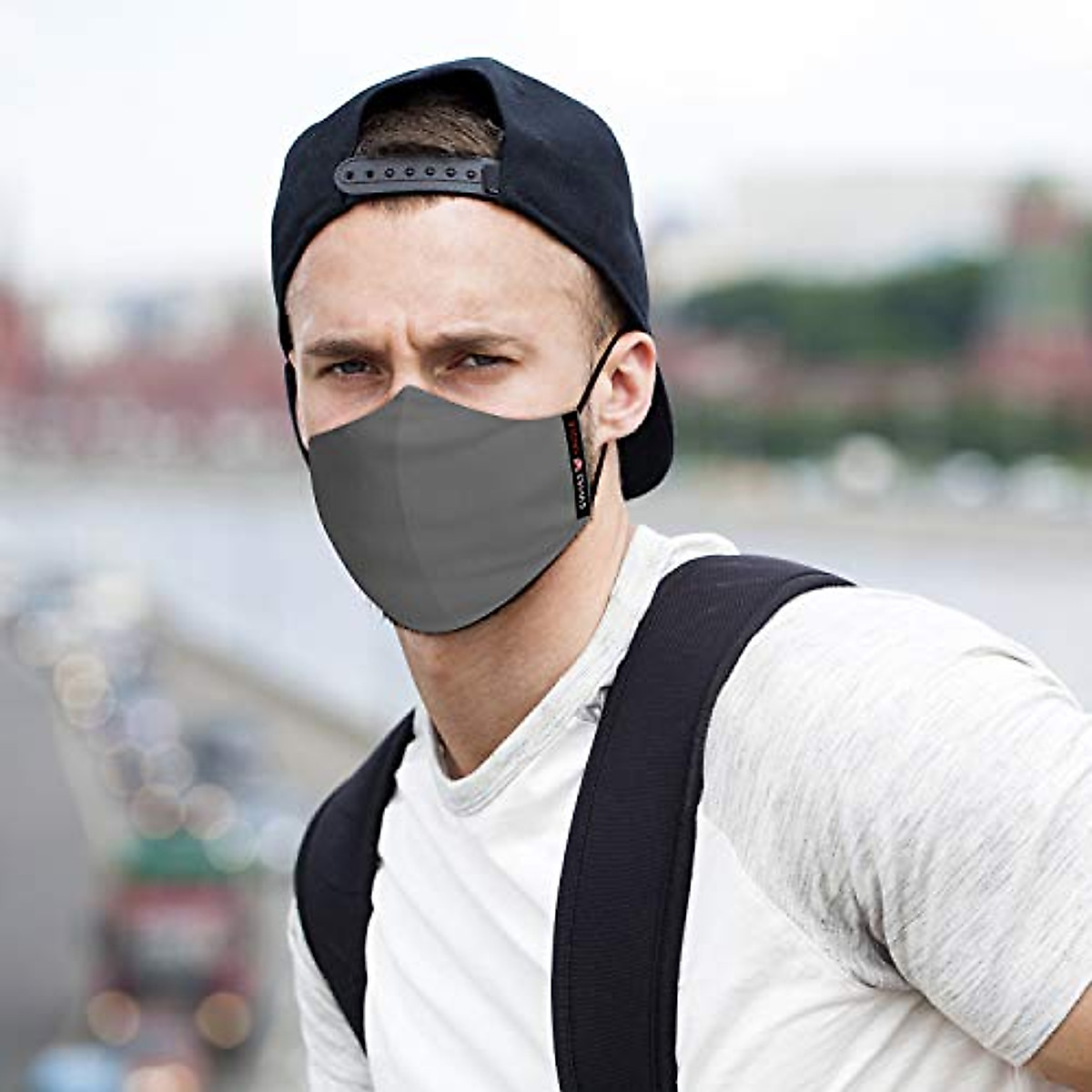 Swiss Eagle MULTICOLOUR Cotton Respirator 6 Layer Reusable Outdoor Face Mask (PACK OF 4) (Black Grey Brown Royal Blue)