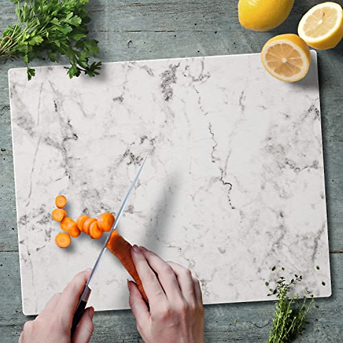 CounterArt 'White Marble Design' Glass Cutting Board, 15 x 12"
