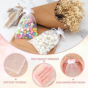 joycraft 50Pcs Organza Bags, 4x6 inch Gift Favor Bags, White Wedding Favor Bags, Jewelry Pouches with Drawstring, Mesh Bags Drawstring for Jewelry, Festival, Makeup, Candy, Desserts