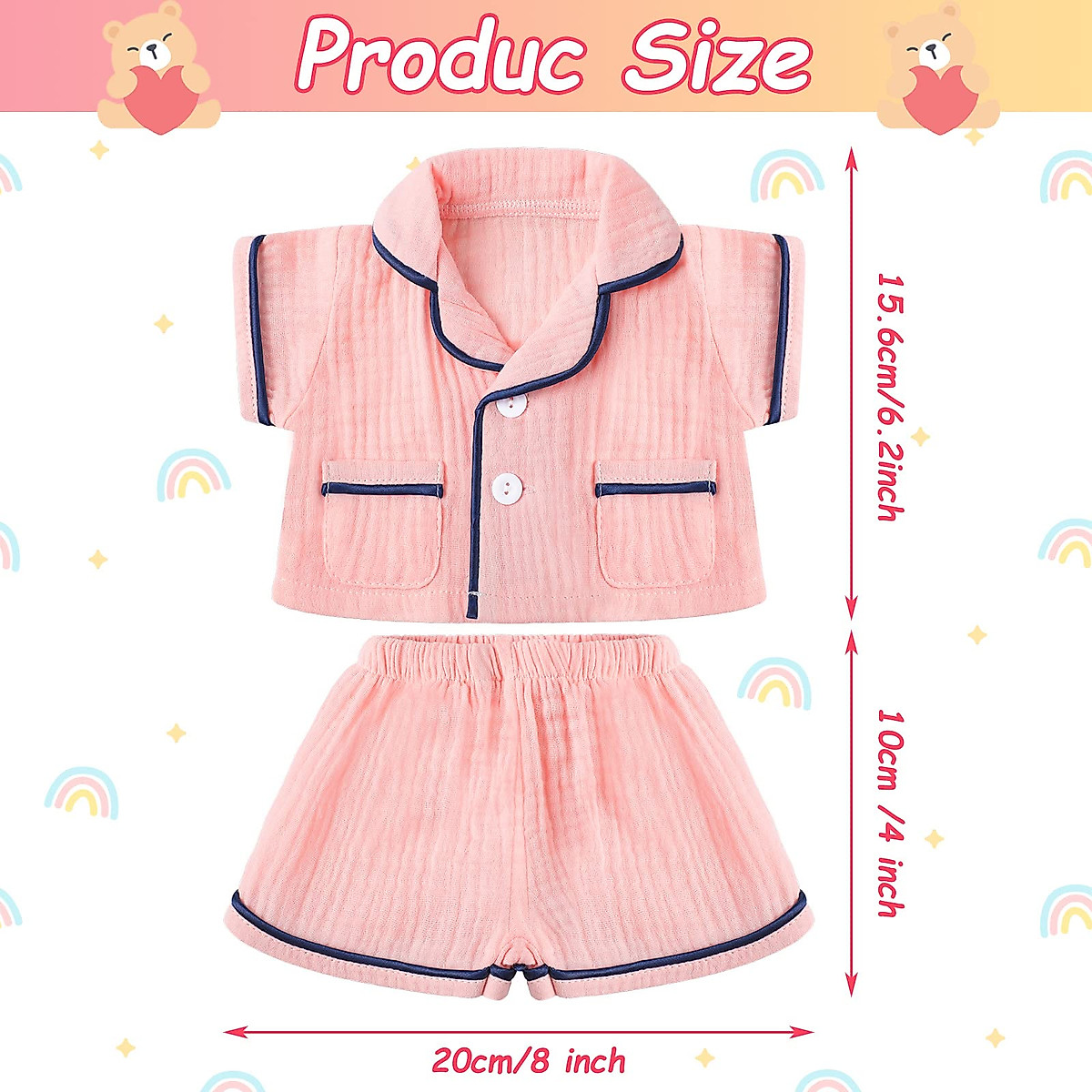 Hungdao Bear Clothes Bear Pajamas Make Your Own Animals Outfits Fits Most 14 Inches Bear Accessories, Pink