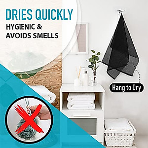 Soft, Medium & Hard (3pc) Exfoliating Washcloth Variety Pack (11.8" X 35.4") Body Wash Nylon Scrub Cloth Back Scrubber Sponge Towel Weave for Bath Shower Beauty Skin Washcloth for Women & Men