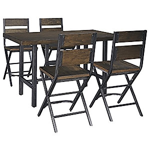 Ashley Furniture Signature Design - Kavari 5-Piece Dining Room Set - Includes Counter Height Table & 4 Barstools - Brown