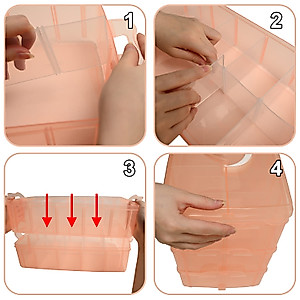 lukar 3-Tier Stackable Storage Container with 30 Adjustable Compartments Craft Storage/Craft Organizers and Storage Bead Organizer Box Art Supply Organizer