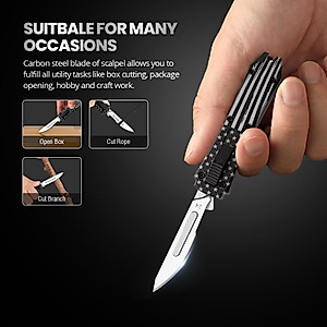 coldown EDC Pocket Knife, Folding Utility Knives with Clip, Retractable Box Cutter, Small Scalpel Knife with 10pcs Razor Sharp Surgical Carbon Steel Replacement Blades #24, EDC Knives for Men Women