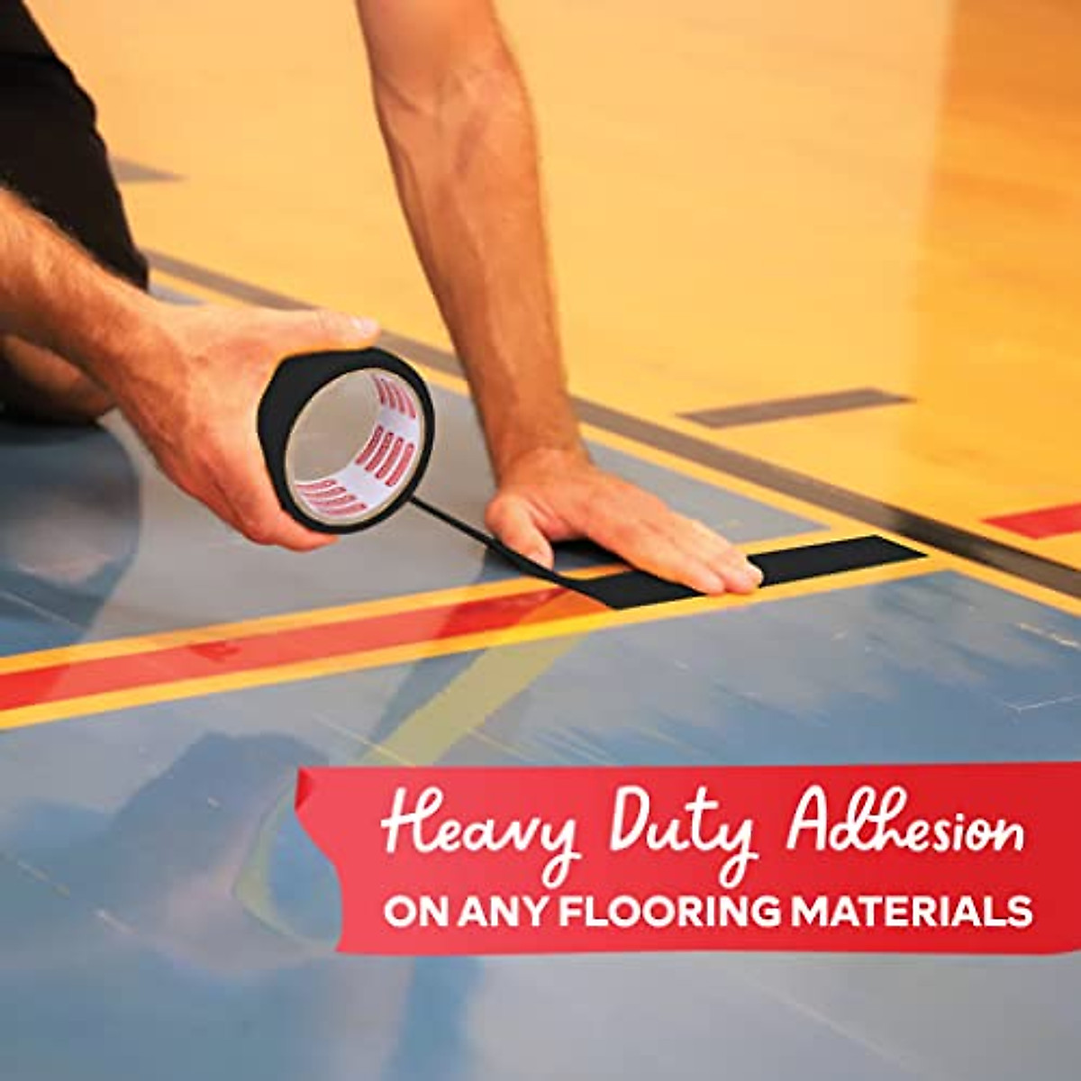 XFasten Vinyl Floor Tape 2 Inch x 36 Yards 6 Mils Gym Floor Tape 2 Inch | Court Marking Tape Outdoor 2 Floor Tape for Gymnasium Classroom | Floor Marking Tape Black Tape | Vinyl Tape Dancefloor Tape