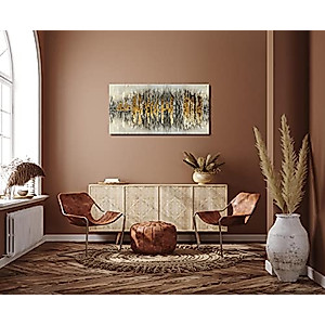 Grey and Gold Abstract Wall Art Paintings Print Artwork 1 Pieces Stretched and Framed Modern Brown Wall Decor Canvas Print Wall Art for Living Room Home Office Bedroom Kitchen Wall Decor 20"x40"