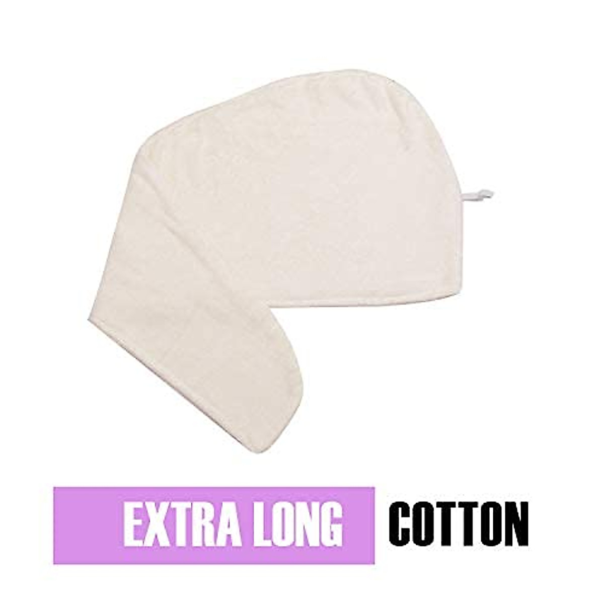 Extra Large Waffle Cotton Hair Towel Wrap - 30 inches Long, 400 GSM, Ultra Absorbent, Quick Dry Hair Turban for Women, Ideal for Long and Curly Hair, Perfect for Plopping (Coral White)