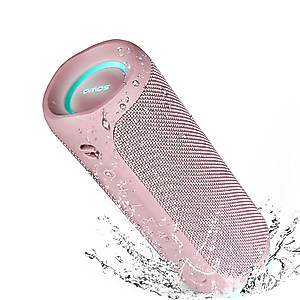 Portable Speaker, Wireless Bluetooth Speaker, IPX7 Waterproof, 25W Loud Stereo Sound, Bassboom Technology, TWS Pairing,16H Playtime, Speaker with Lights for Home Outdoor - Black+Pink