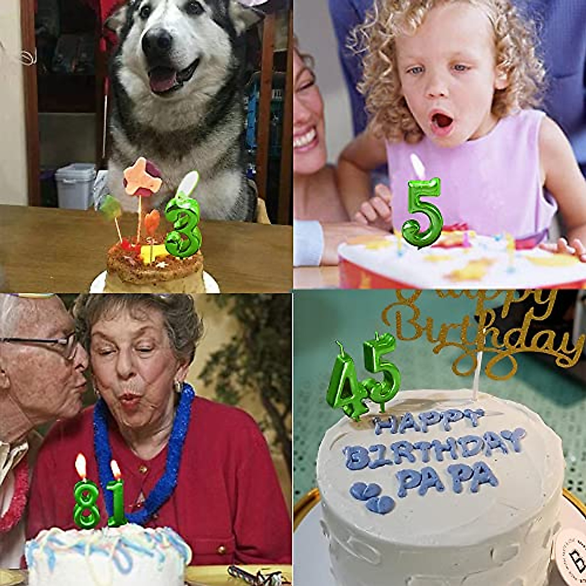 XNOVA Green Birthday Candles 5 Candle 5th Five Years Cake Bady Roman Numberal Cool Number Candle No 50 51 52 53 54 55 56 57 58 59