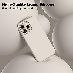 COFFKER Compatible with iPhone 15 Pro Max Case, Liquid Silicone Case, Full Body Shockproof Protective Cover Slim Thin Phone Case with [Soft Anti-Scratch Microfiber Lining], 6.7 inch-Stone