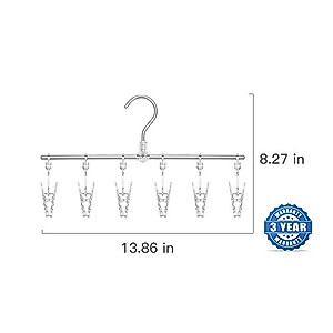 FALEJU High-Strength Aluminum Alloy Underwear and Socks Drying Rack 6 Clip Set for Drying Cap, face mask, Socks, Towels, Underwear, Diapers (White)