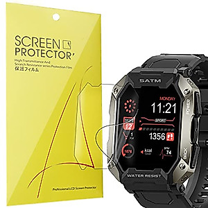 Compatible for AMAZTIM C20 Smart Watch Screen Protector, Lamshaw [6 Pack] Full Coverage TPU Clear Film Compatible with Kospet Tank M1 Pro Smart Watch / Slothcloud Smart Watches/C20 Military Smart Watch/PYRODUM GT600 Smart Watches (6 PACK)