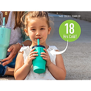 Reduce 14 oz Coldee Tumbler – Reusable Vacuum Insulated Stainless Steel Cup with Straw and Lid – Small and Perfect for Kids – Gripster Finish, Morning Rays