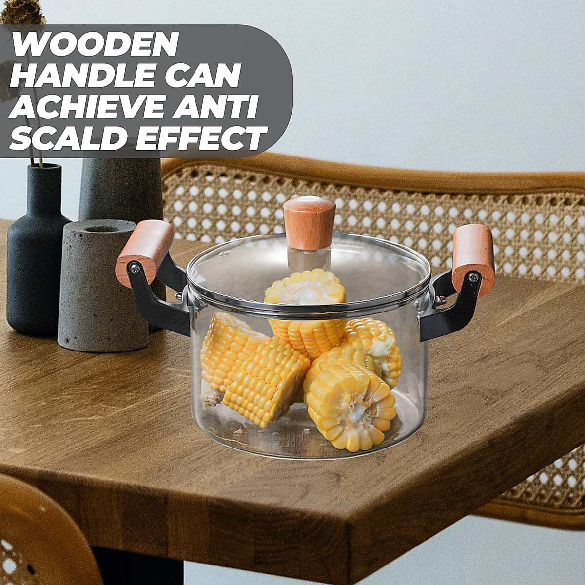 VOSAREA Glass Soup Pot Soup Pot Food Cooking Steam Pot Soup Serving Bowl Instant Noodle Bowl Noodle Pot Shabu Hot Pot Soup Pan Clear Ramen Pot Pasta Jug Glass Glass Cooking Pot