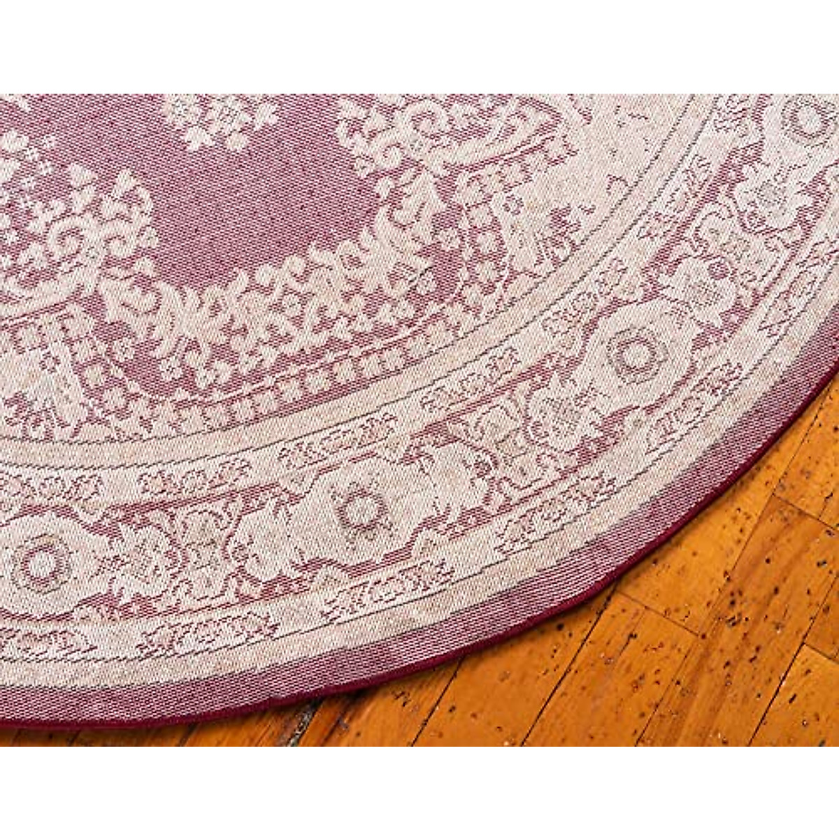 Unique Loom Versailles Collection Traditional Classic Border with Medallion Motif, Area Rug (6' 0 x 6' 0 Round, Burgundy/ Ivory)