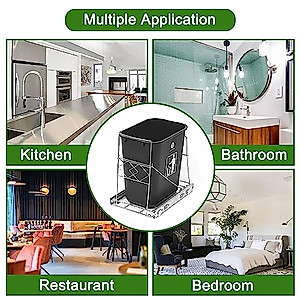 hehimhis Pull Out Trash Can, for 2 Trash Cans Pull Out Trash Can Under Cabinet Slide Out Organizer Laundry Hampers and Bath Bins (Trash Can Not Included)