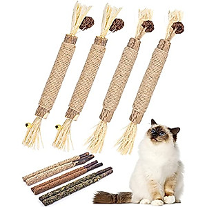 Silvervine Sticks for Cats, TINDTOP 10 Pack Natural Catnip Chew Toys for Kittens Teeth Cleaning, Matatabi Dental Care, Increase Appetite, Calm Cat Anxiety and Stress, Aggressive Chewers Cat Dental Toy