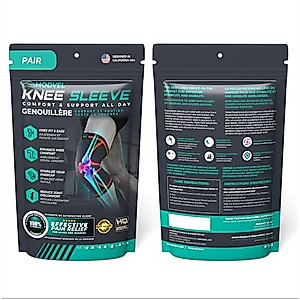 Modvel Compression Knee Brace for Women & Men - 2 Pack Knee Brace for Women Running Knee Pain, Knee Support Compression Sleeve, Workout Sports Knee Braces for Meniscus Tear ACL & Arthritis Pain Relief