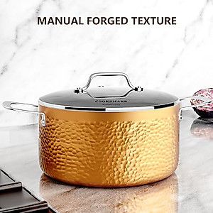 COOKSMARK 10 Piece Hammered Copper Cookware Set with Nonstick Coating, Induction Pots and Pans Set Dishwasher Safe