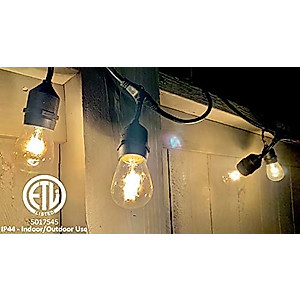 SFEG E26 Outdoor String Lights - 11W Warm White Incandescent Edison Bulb String Lights for Outside & Indoor - Dimmable Hanging Decorative Lights for Patio, Backyard, Garden, Porch, Wedding - 48-ft.
