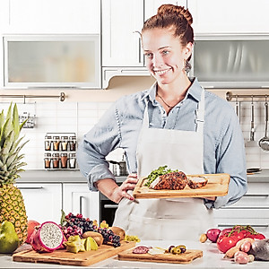 Cookgen Extra Large Bamboo Cutting Board "18 x 12.50" and Bamboo Cutting Board Set of 3 With Juice Groove