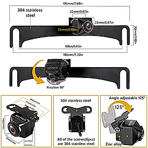 NATIKA Backup/Front View Camera: No Distorted Affect Starlight Night Vision HD Waterproof 960H CVBS/720P AHD Hitch Backup/Reverse/Rear View Camera License Plate for Cars Pickup Trucks SUV RV Van