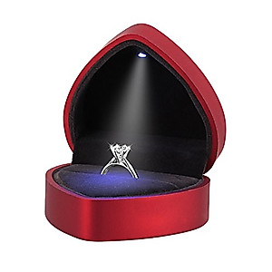 Naimo Engagement Ring Box Earrings Coin Jewelry Ring Box Case with LED Lighted up for Proposal Engagement Wedding Gift (Red)