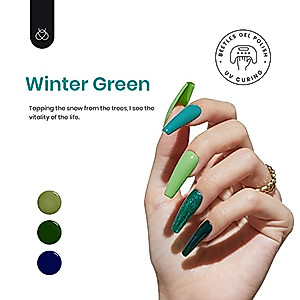 Beetles Green Gel Nail Polish Kit - Olive Green Avocado Gel Polish Set Gel Nail Kit Navy Blue Dark Blue Turquoise Soak Off Nail UV Lamp Nail Gel Kit Nail Art Gifts Box