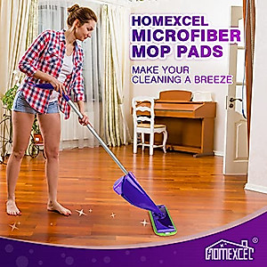 HOMEXCEL Microfiber Mops Reusable Floor Mop Pads 12-inch Swiffer Wet Jet Refills 4 Pack,Bundle with 12 Pack Swedish Sponge Dish Cloth Reusable Abosorbent Hand Towels Sponge Cloth