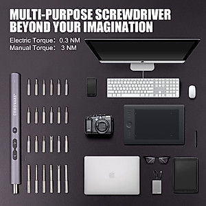 COMOWARE Mini Electric Screwdriver-50 in 1 Precision Small Electric Screwdriver Set for PC Building with LED Light & 48 bits, Magnetizer, Magnetic Mat, Handy Repair Tool for Phone Watch Camera