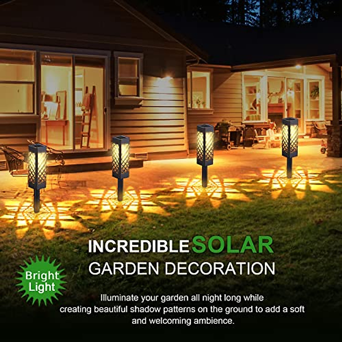 WdtPro Solar Pathway Lights, 8 Pack Solar Lights Outdoor Decorative Super Bright Warm White & Bigger Solar Panel, Auto On/Off Garden Lights Waterproof Solar Landscape Lighting for Yard Patio Walkway