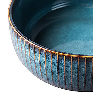 Salad Bowl 66 Oz, 8" Large Soup Bowls, Porcelain Round Serving Bowl Blue Decorative Bowl for Salad, Chip, Cereal, Fruits and Pasta (1pc)