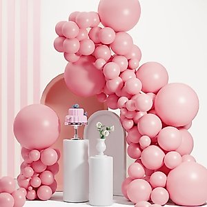 Scmdoti Rose Gold Different Sizes,Double Stuffed Pink Balloon Arch,Pastel Pink Balloons Garland,18/12/10/5 Inch Pink Balloons for Boho Party, Baby Shower, Birthday, Weddings (blue)