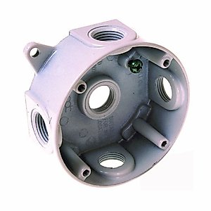 BELL 5361-1 Raco Single Ended Splice Box, 16.1 Cu-in, 4 in Dia X 1-1/2 in D, White